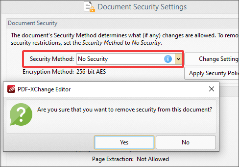 PDF-XChange Co Ltd :: Knowledge Base :: How do I Manage password security options in PDF-XChange